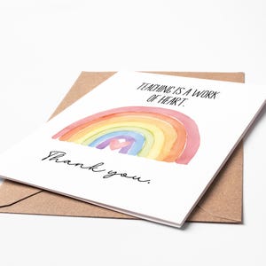 Printable Teacher Thank You Card Rainbow Theme End of Year Gift for ...