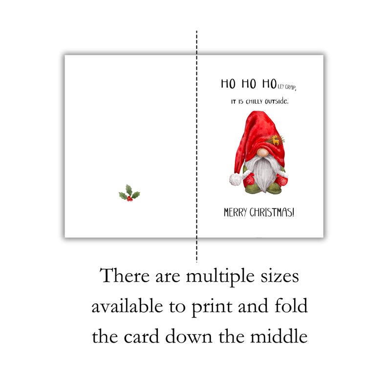 Gnome Christmas Card Printable Funny Xmas Card Ho Ho Ho Ley Crap It's ...