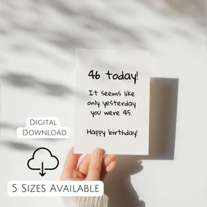 46th Birthday Card Printable Funny 46th Bday Card for Him or Her 46 ...