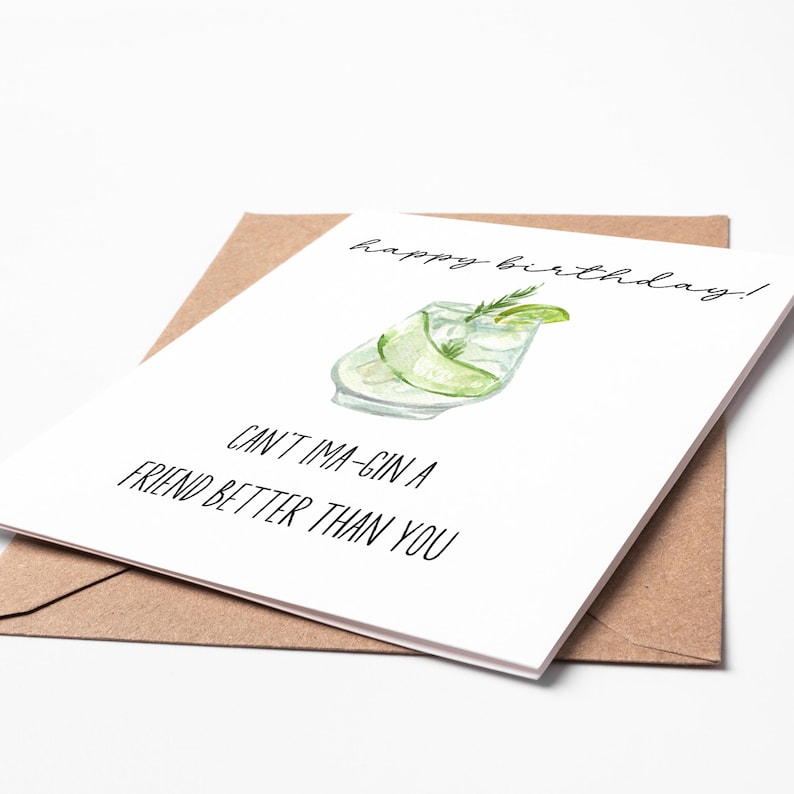 Funny Gin Birthday Card Printable Card for Friend Digital Download Pun ...