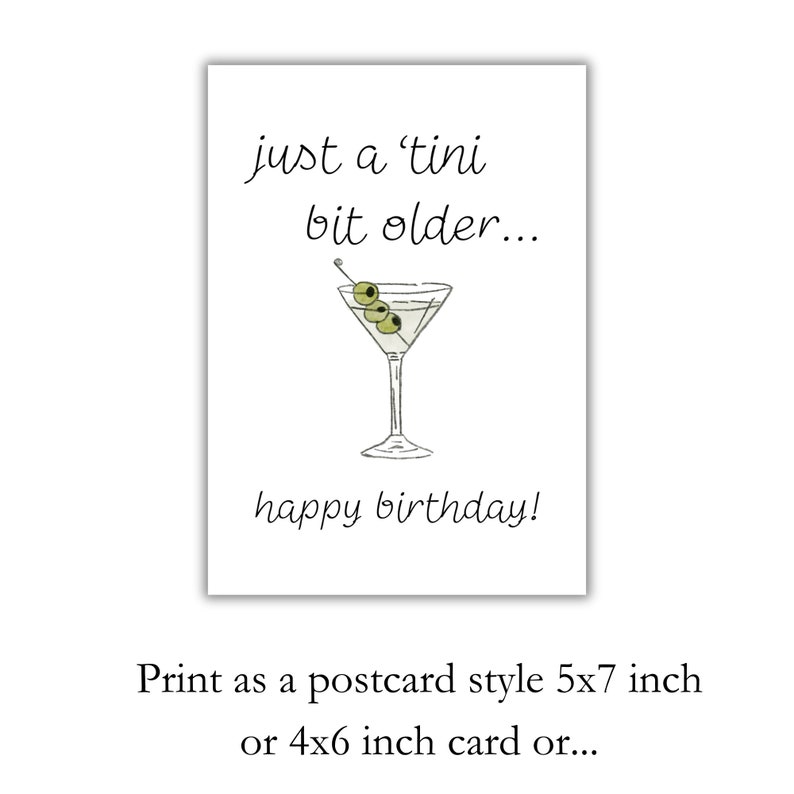 Tini Bit Older Birthday Card Last Minute Card Printable Bday Card Funny ...