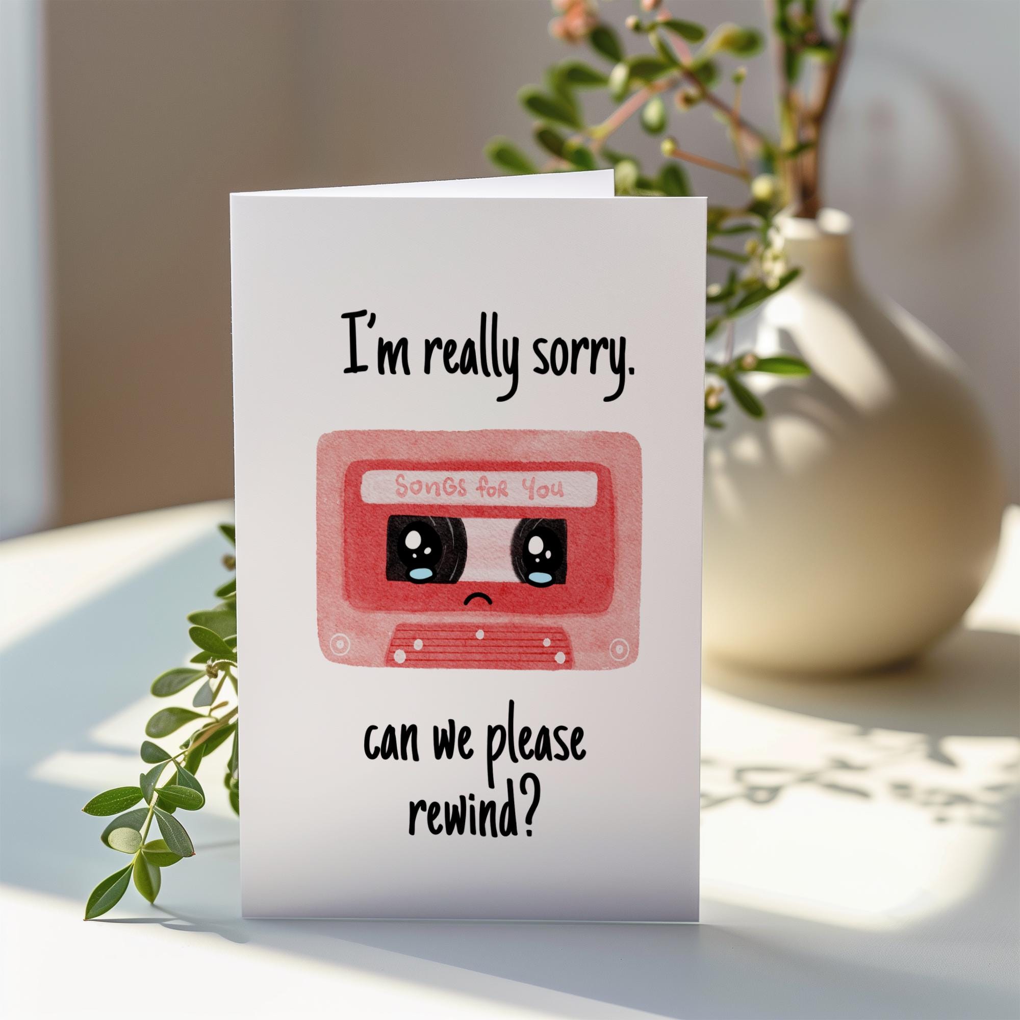 I'm Sorry Card Printable Forgive Me Card Rewind Cassette Tape Card ...