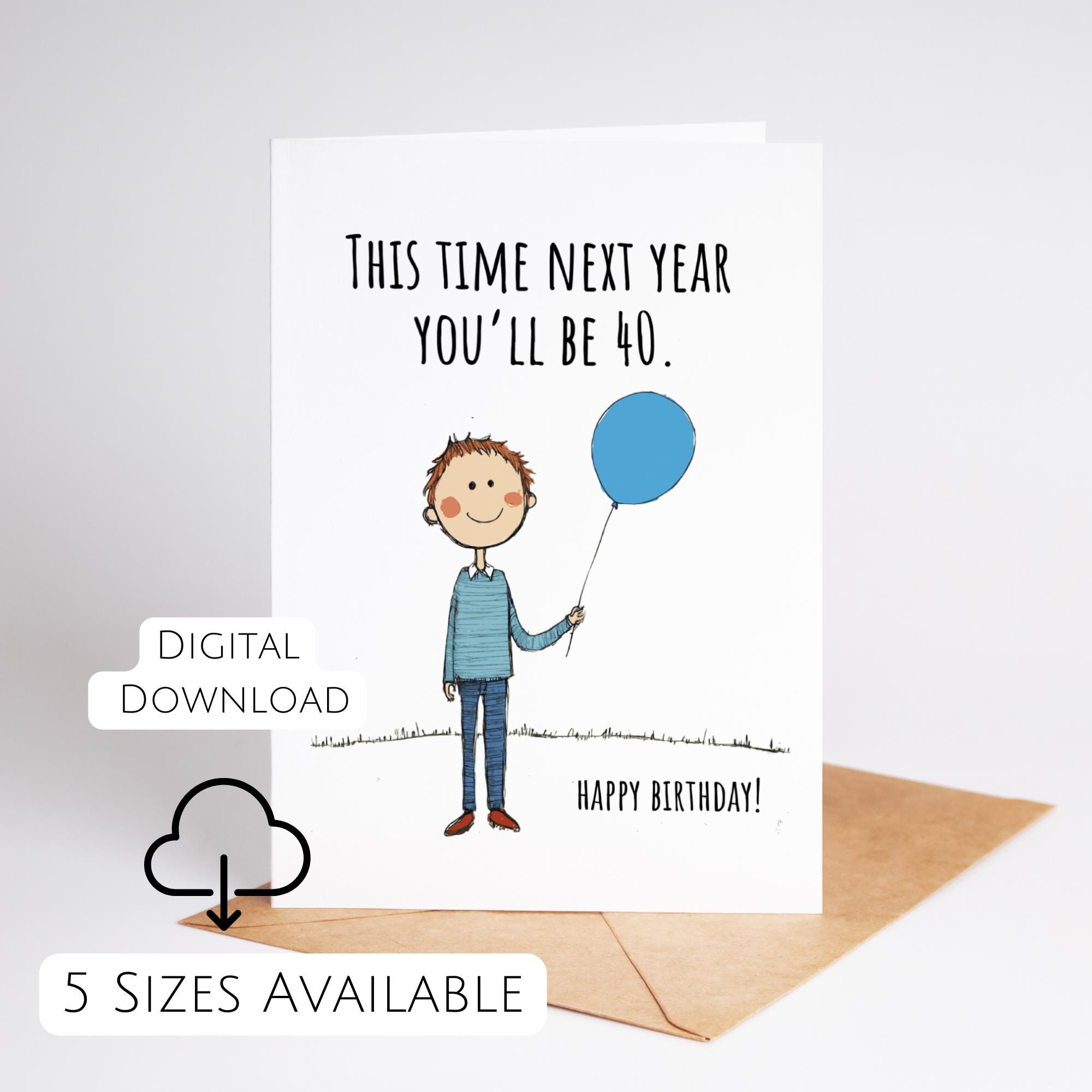 39th Birthday Card Printable Funny 39th Bday Card for Him or Her 39 ...