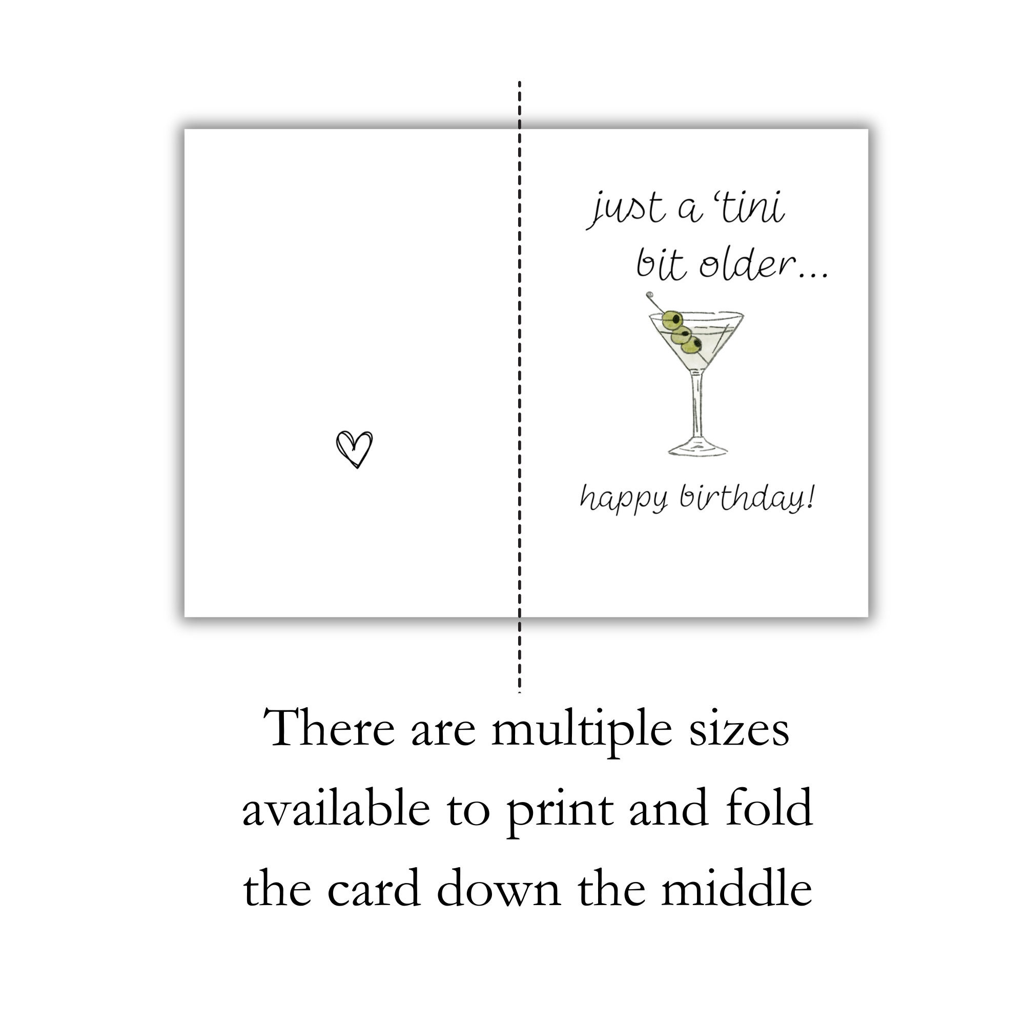 Tini Bit Older Birthday Card Last Minute Card Printable Bday Card Funny ...