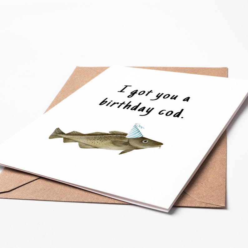 Birthday Cod Funny Printable Dad Joke Bday Card for Him Husband Fishing ...