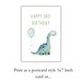3rd Birthday Card Printable Dinosaur Bday Card for 3 Year Old Boy or ...