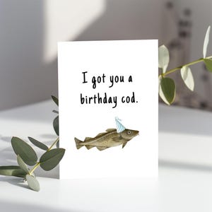 Birthday Cod Funny Printable Dad Joke Bday Card for Him Husband Fishing ...