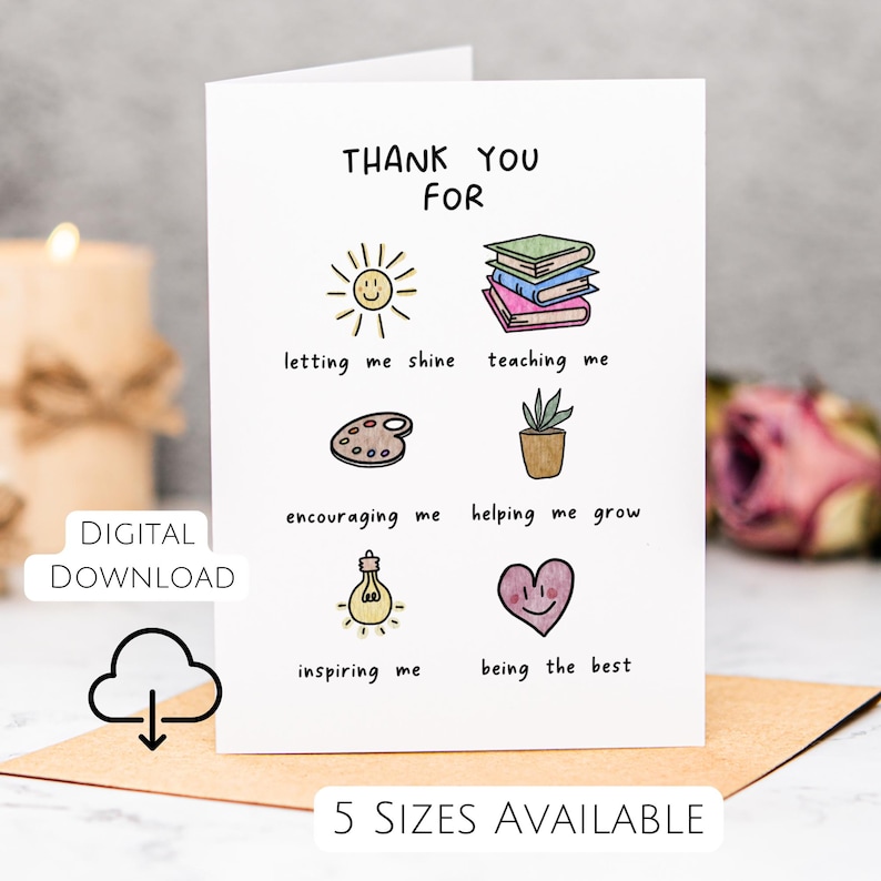 Teacher Appreciation Card Printable Teacher Thank You Card Print at ...