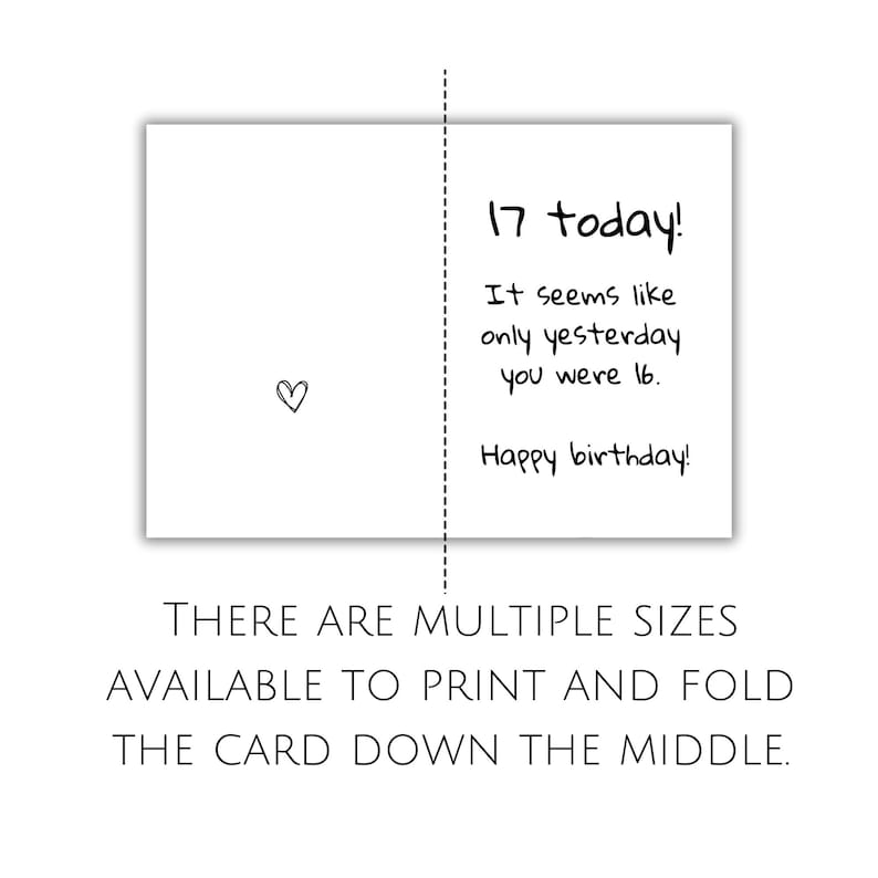 17th Birthday Card Printable Funny 17th Bday Card for Him or Her 17 ...