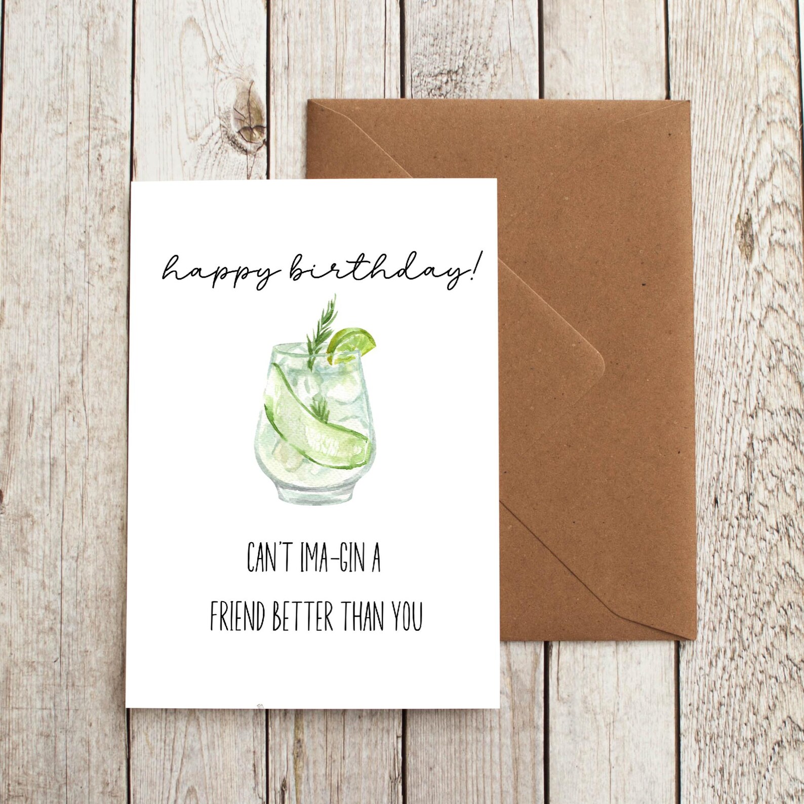 Funny Gin Birthday Card Printable Card for Friend Digital Download Pun ...