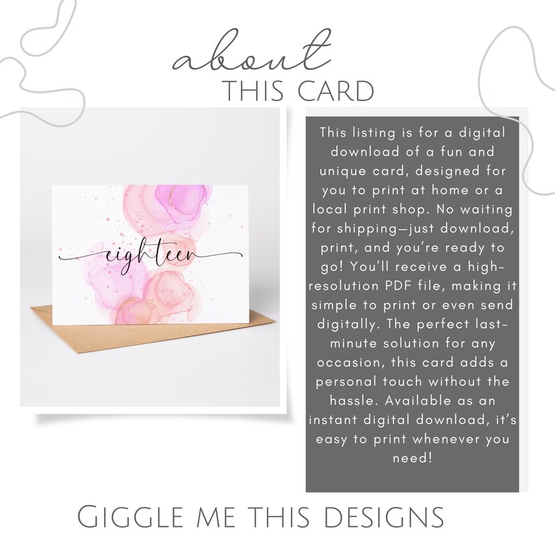 18th Birthday Card Printable 18 Birthday Card Printable 18th Bday Happy ...