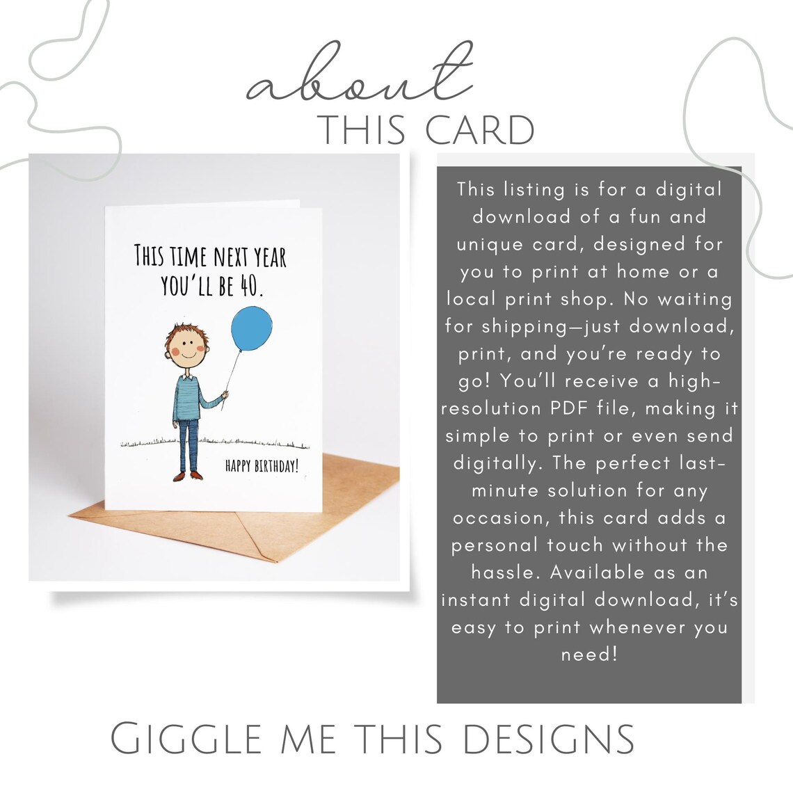 39th Birthday Card Printable Funny 39th Bday Card for Him or Her 39 ...