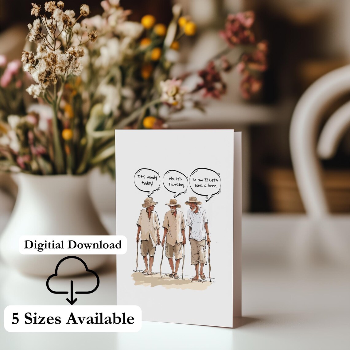 Funny Old Man Card Printable Senior Birthday Card for Dad or Grandpa ...