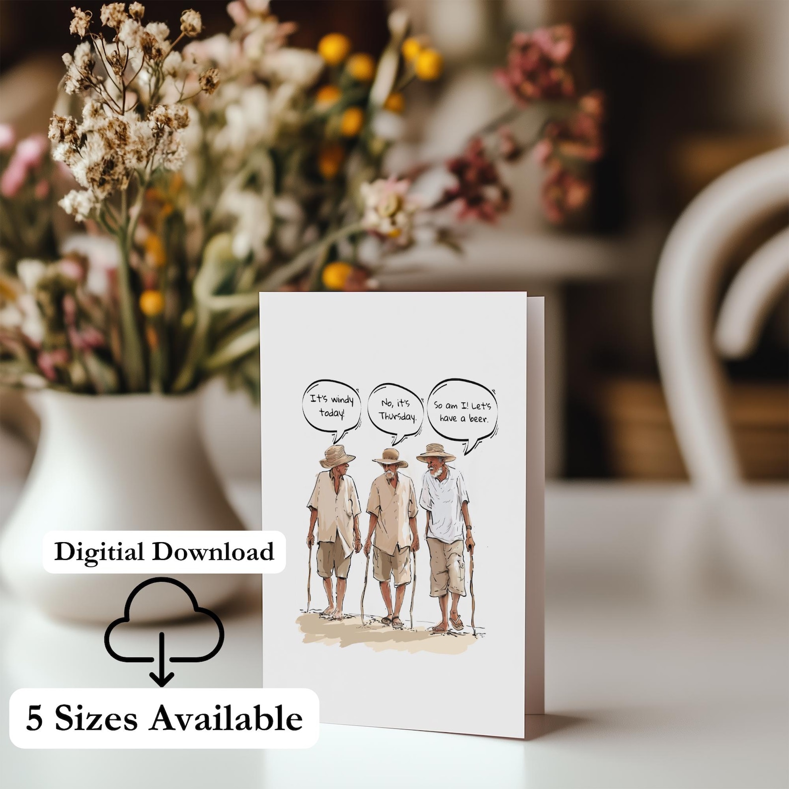 Funny Old Man Card Printable Senior Birthday Card for Dad or Grandpa ...