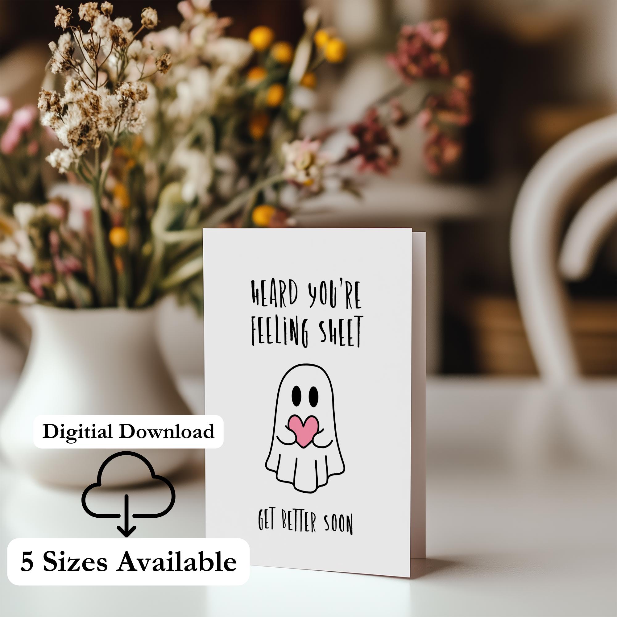 Funny Get Well Soon Card Printable Cute Ghost Pun Card Heard You’re ...