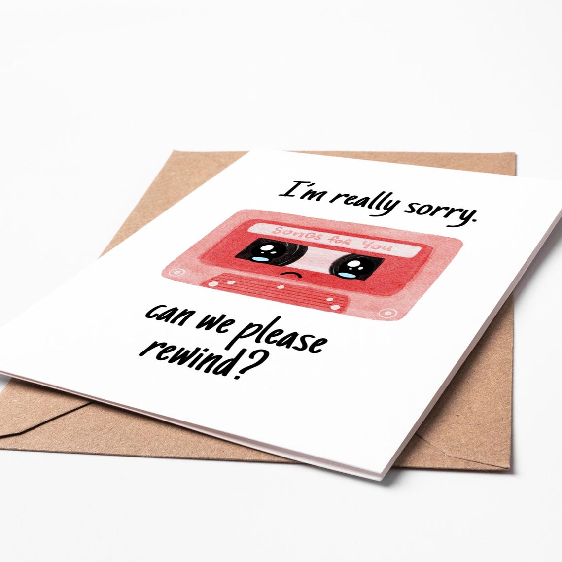 I'm Sorry Card Printable Forgive Me Card Rewind Cassette Tape Card ...