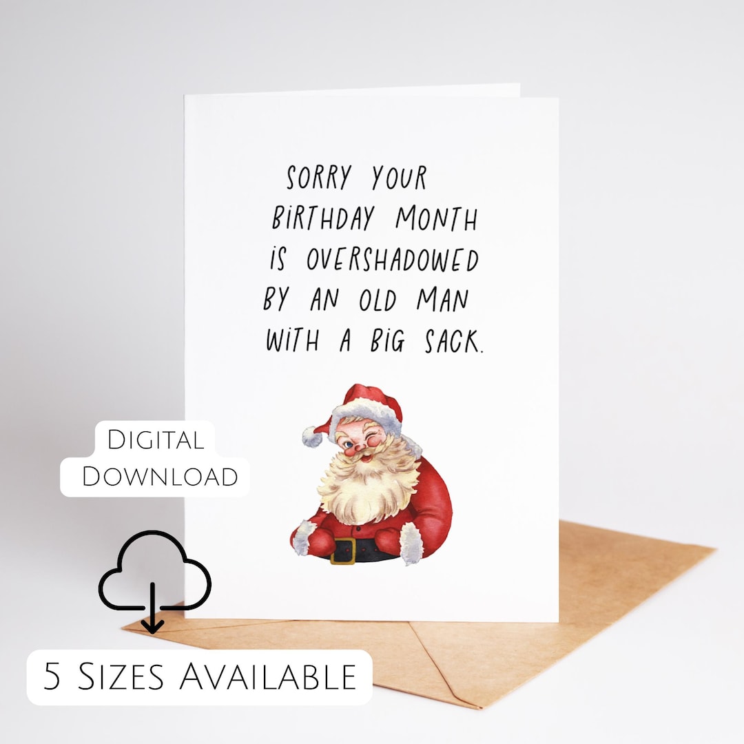 Funny December Birthday Card Printable Christmas Birthday Card for Her ...