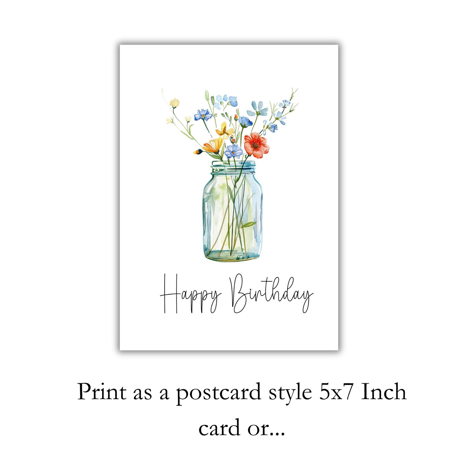 Printable Wild Flower Birthday Card Wildflower Printable Birthday Card ...