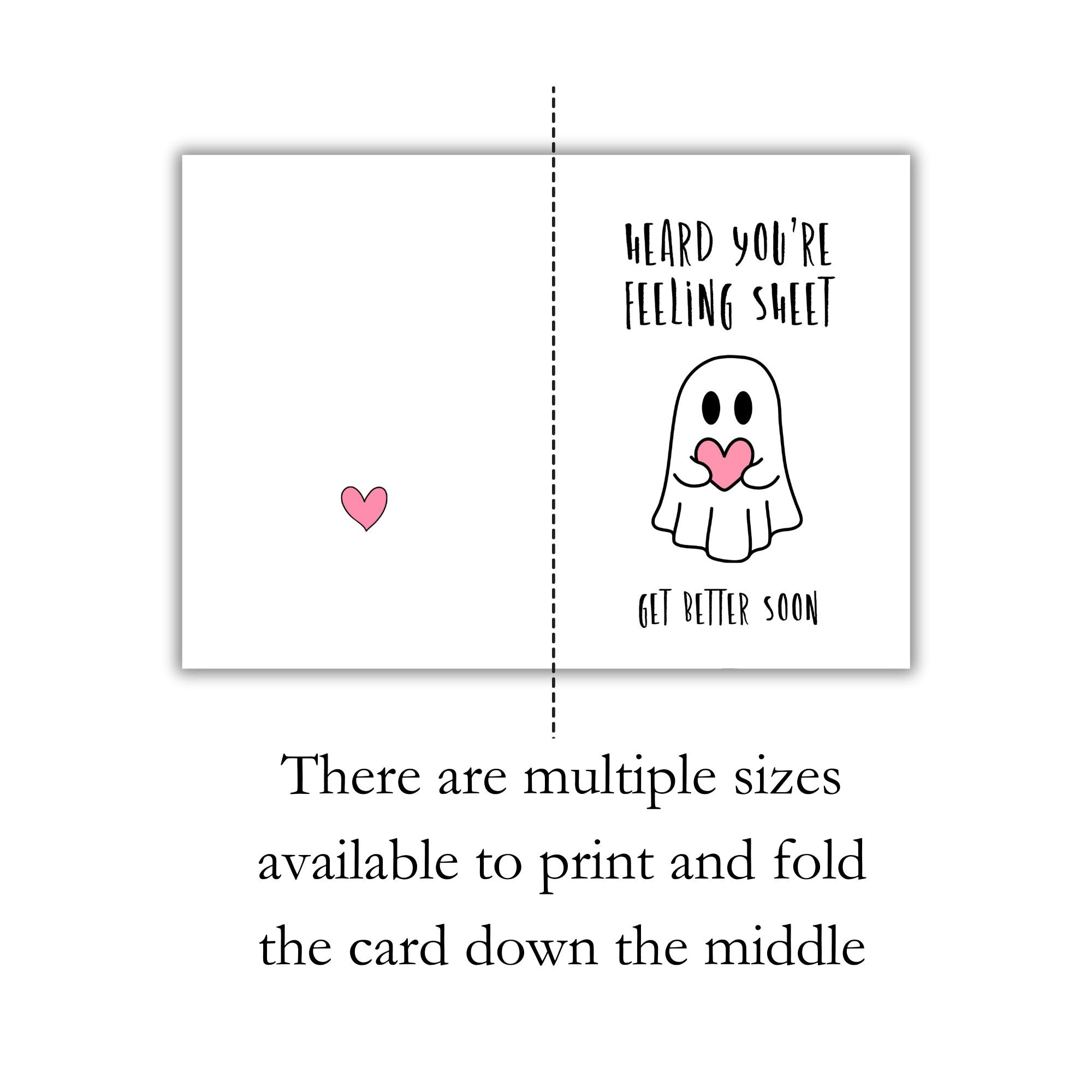 Funny Get Well Soon Card Printable Cute Ghost Pun Card Heard You’re ...
