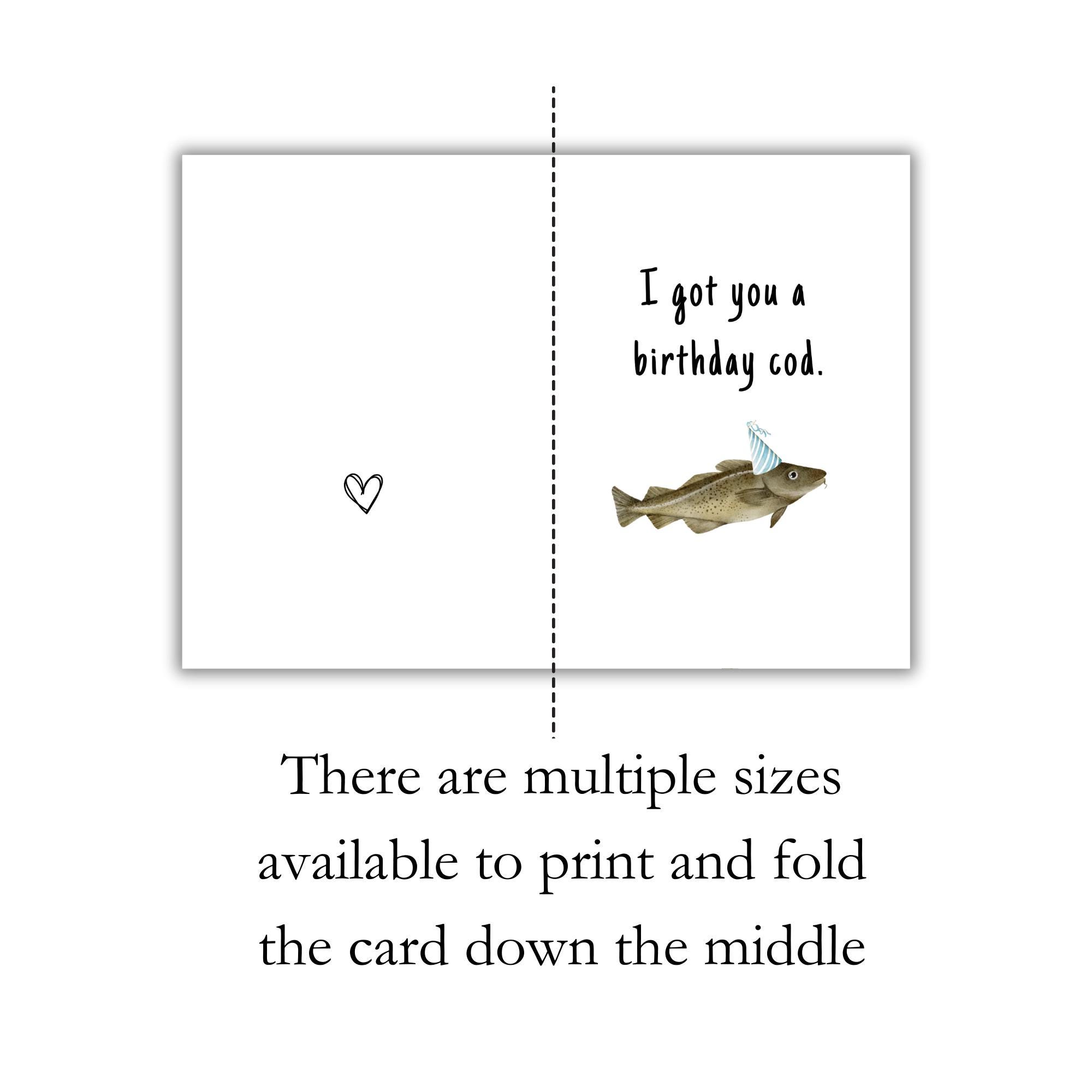 Birthday Cod Funny Printable Dad Joke Bday Card for Him Husband Fishing ...