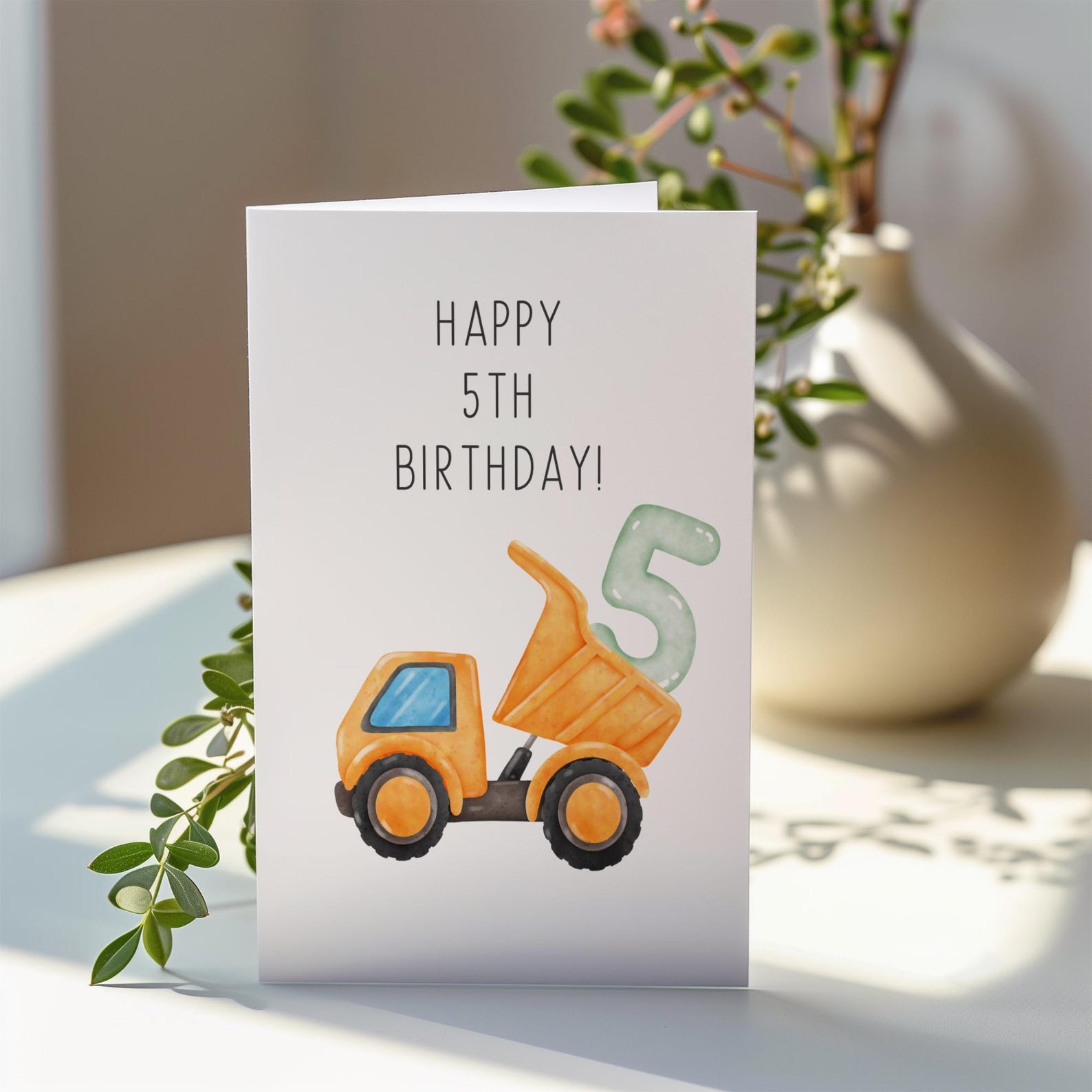 5th Birthday Card Printable Fifth Birthday Card for Boy Dump Truck ...
