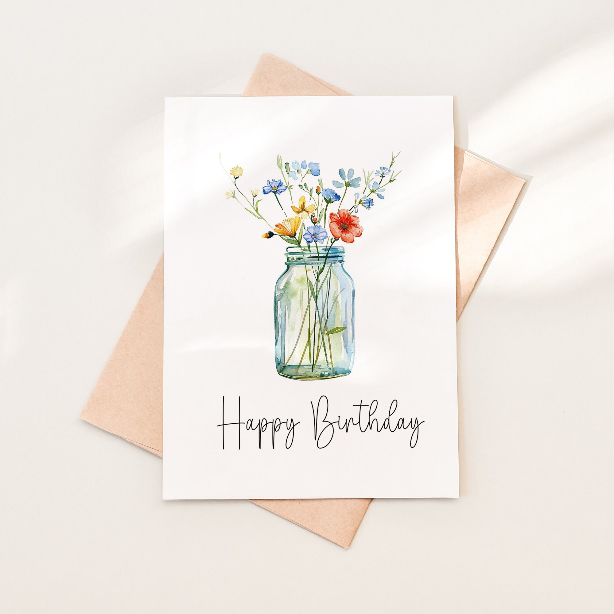 Printable Wild Flower Birthday Card Wildflower Printable Birthday Card ...