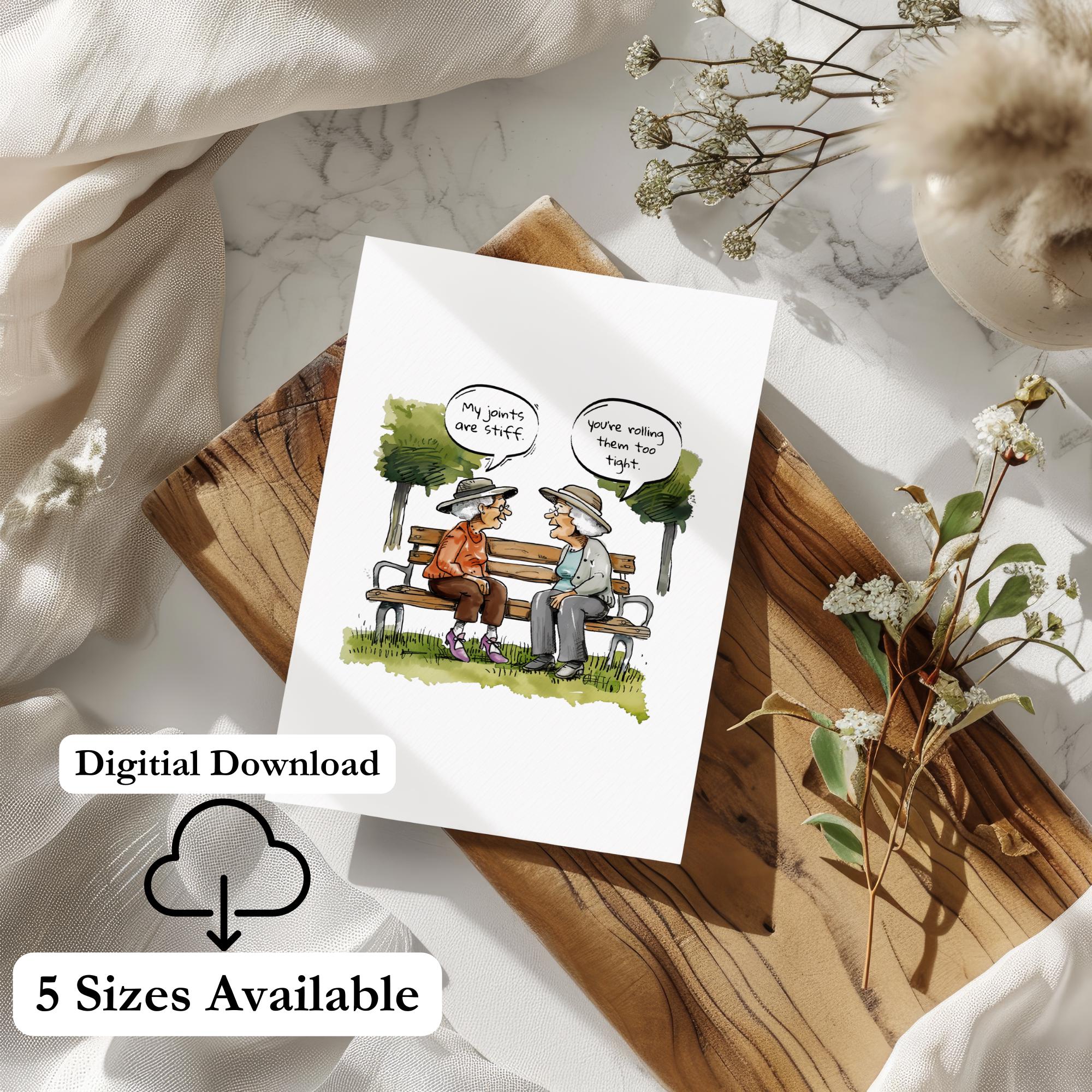 Funny Old Age Card Printable Stiff Joints Birthday Joke Card for ...