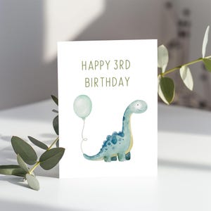 3rd Birthday Card Printable Dinosaur Bday Card for 3 Year Old Boy or ...