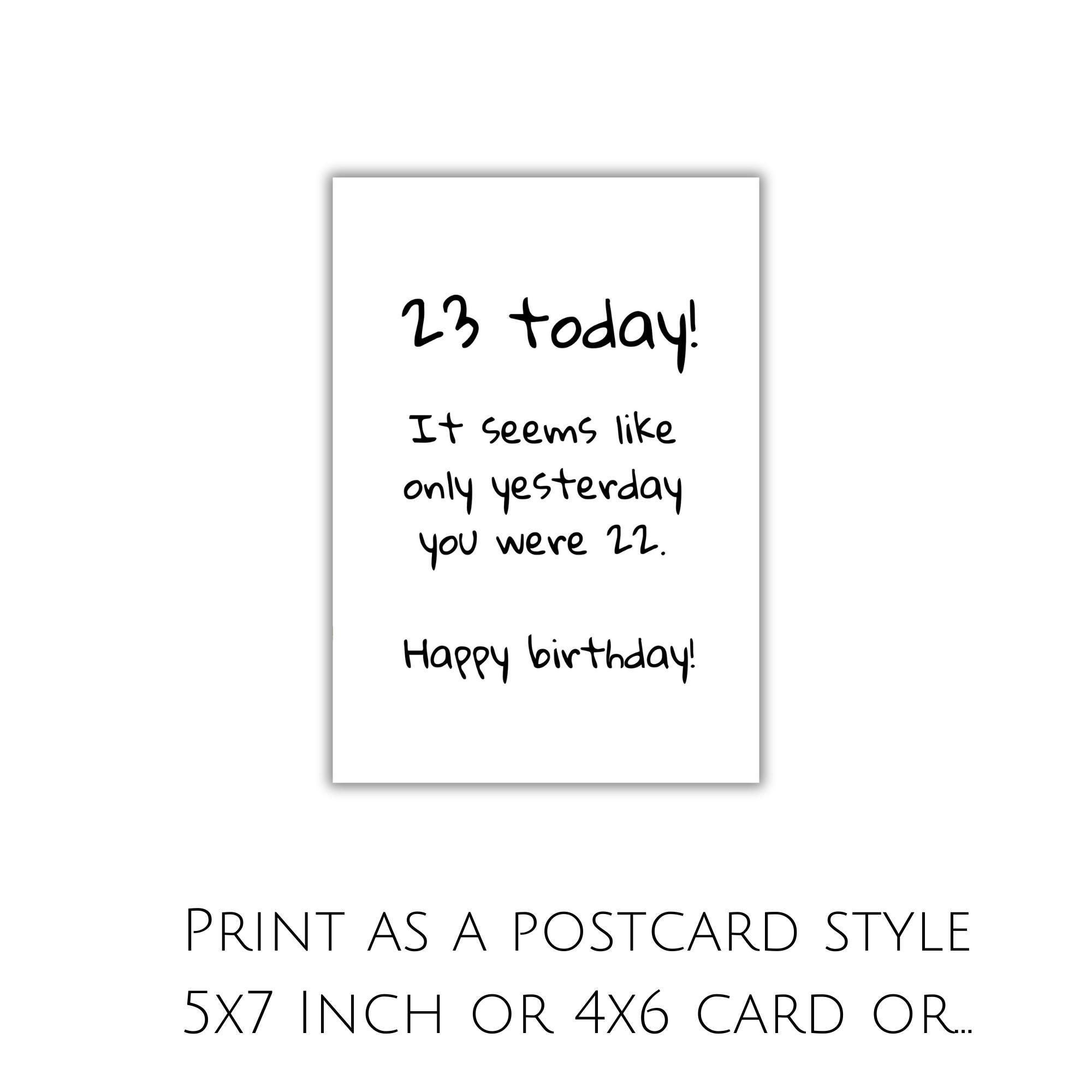 23rd Birthday Card Printable Funny 23rd Bday Card for Him or Her 23 ...