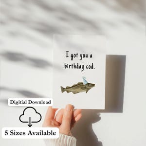 Birthday Cod Funny Printable Dad Joke Bday Card for Him Husband Fishing ...