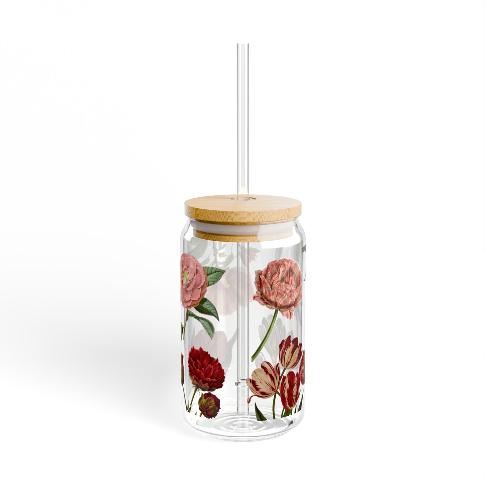 Flower Sipper Glass, Straw Glass Cup, Glass Sipper, Reusable Drinking ...