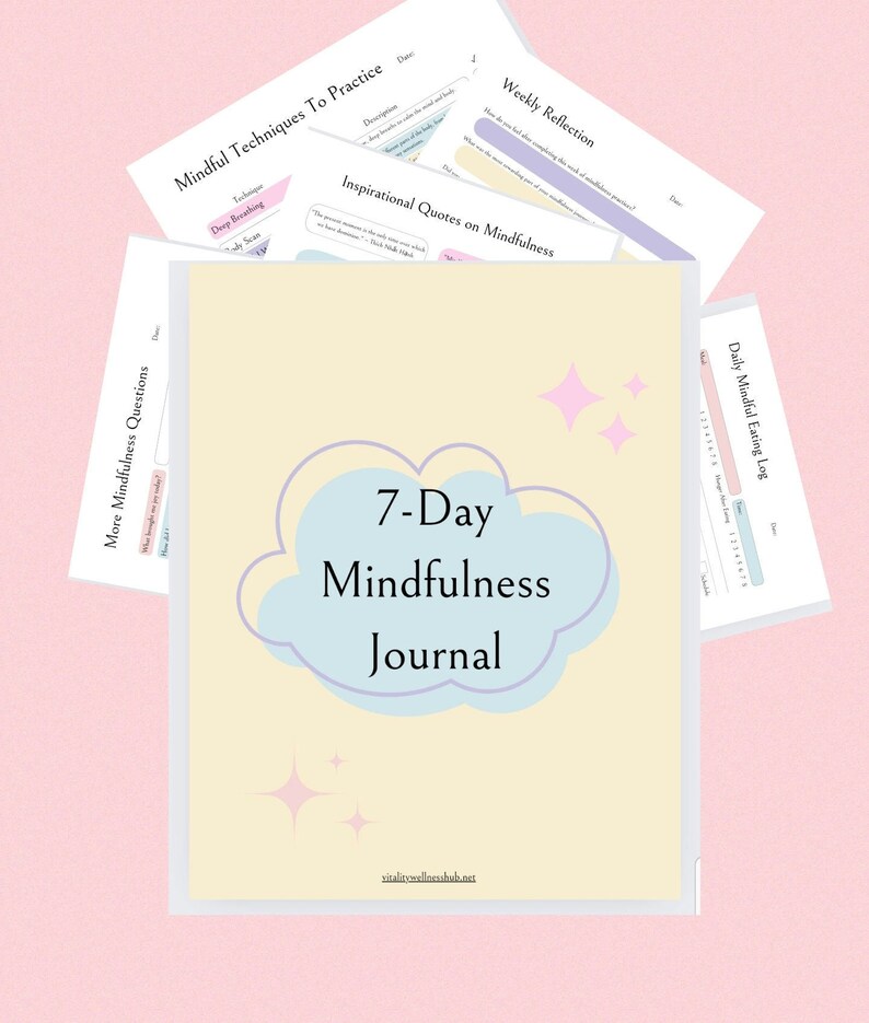 Mindfulness Journal, 7-day Printable Mindfulness Journal, Wellness ...