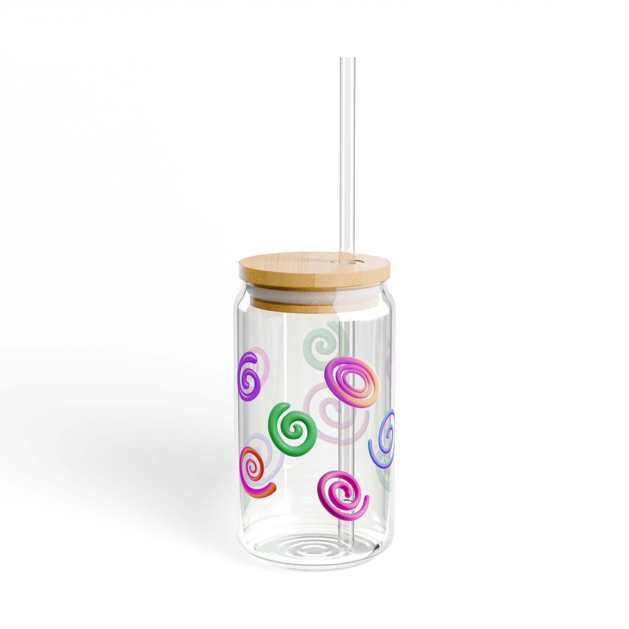 Funny Lines Sipper Glass, Straw Glass Cup, Glass Sipper, Reusable ...