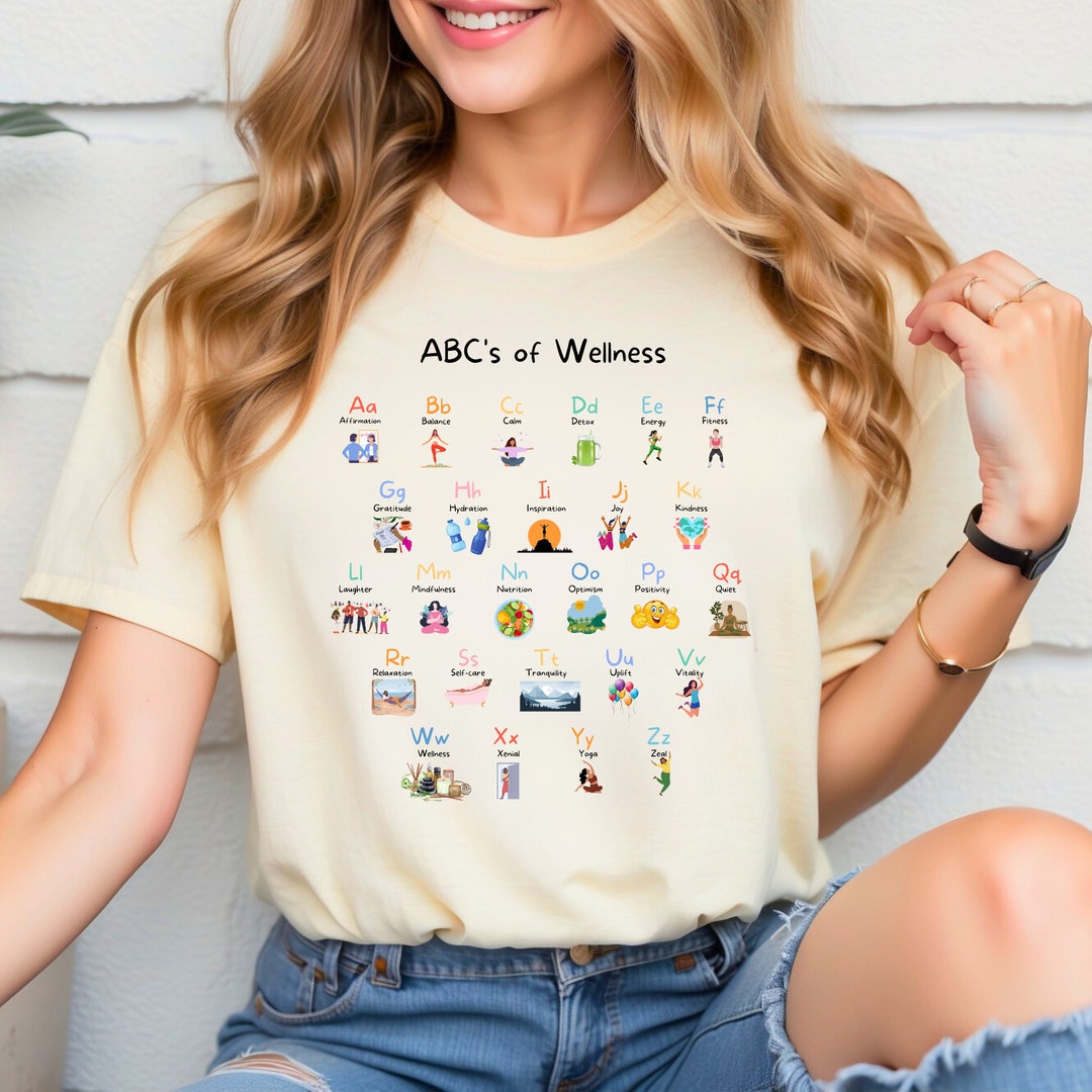 Wellness T-shirt, Abc's of Wellness Unisex Jersey Tee, Soft Cotton ...