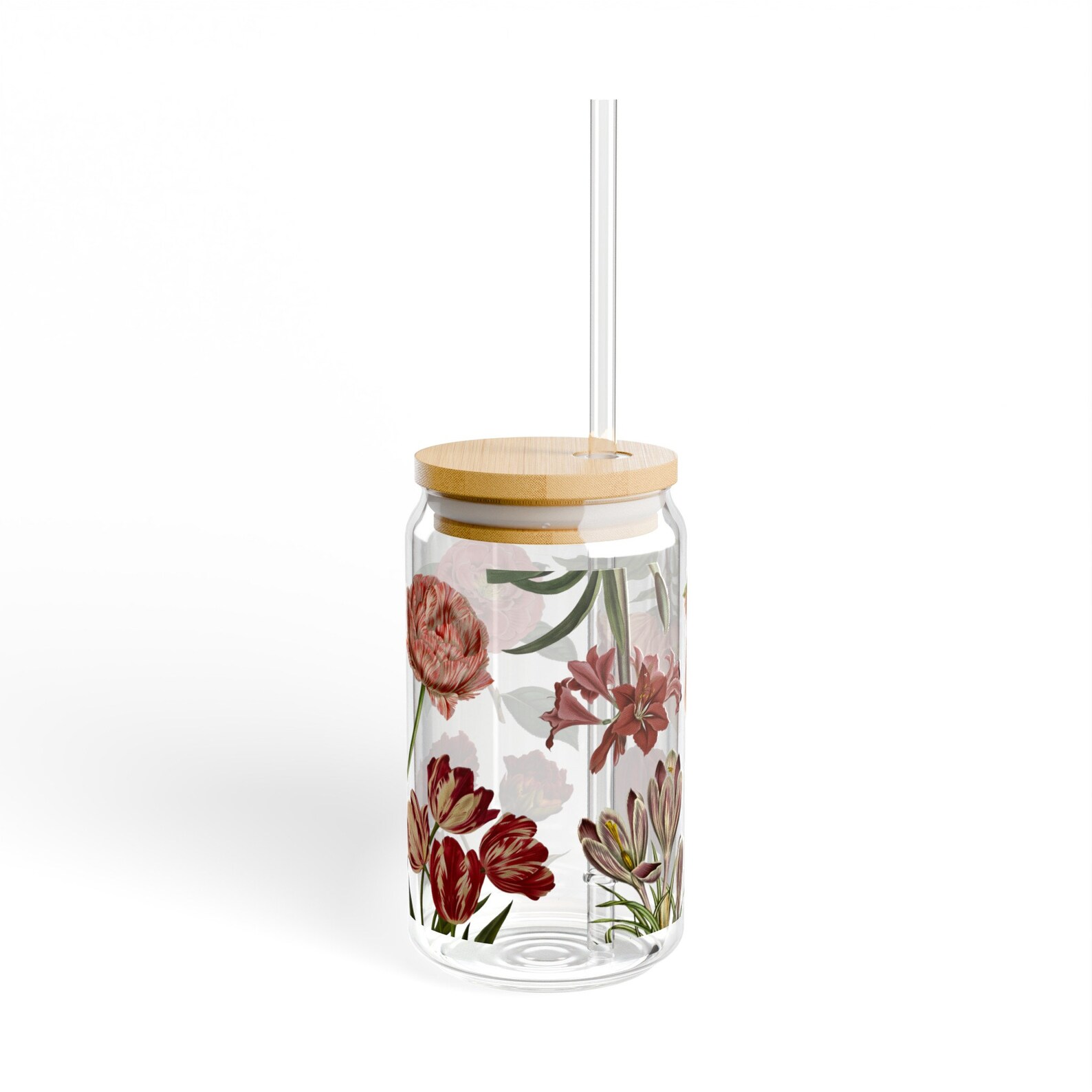 Flower Sipper Glass, Straw Glass Cup, Glass Sipper, Reusable Drinking ...