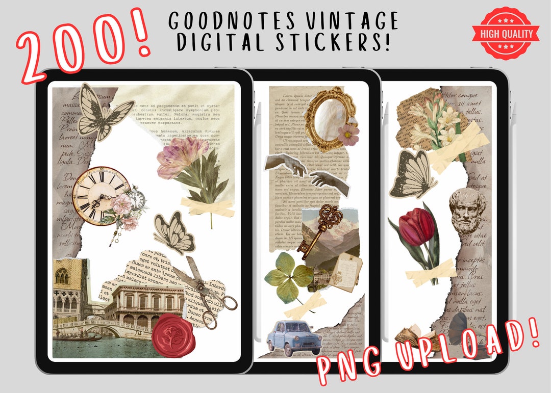200 Vintage Aesthetic Digital Stickers Goodnotes - Etsy
