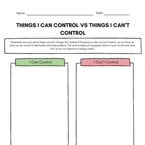 Things I Can Control Vs. Things I Can’t Control Sorting Activity - Etsy