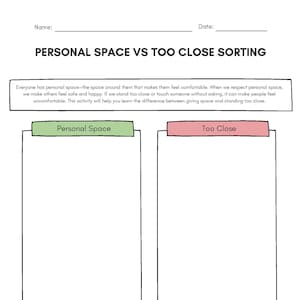 Personal Space Vs. Too Close Sorting Activity - Etsy