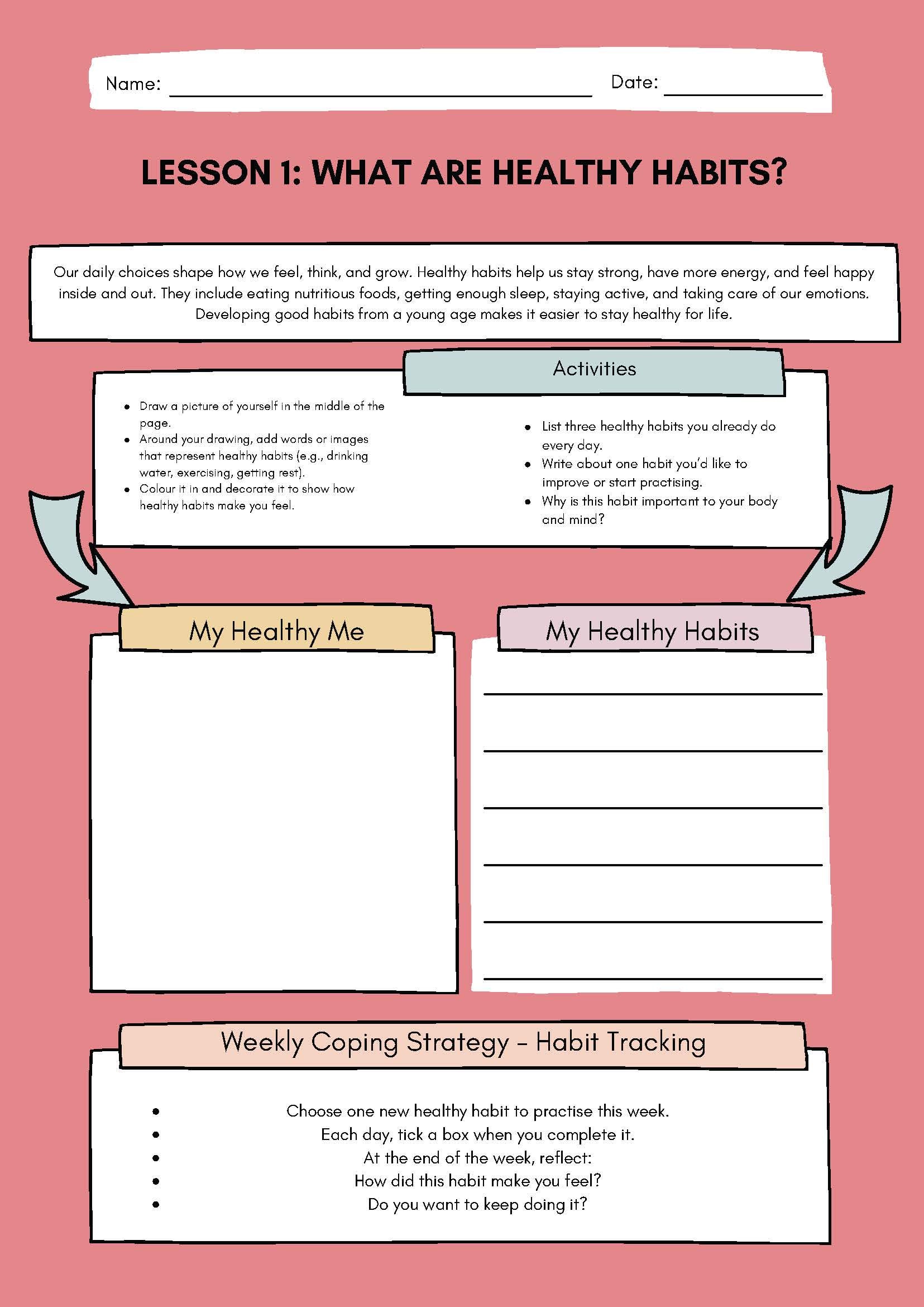 What Are Healthy Habits (healthy Habits Worksheet 1/10) - Etsy