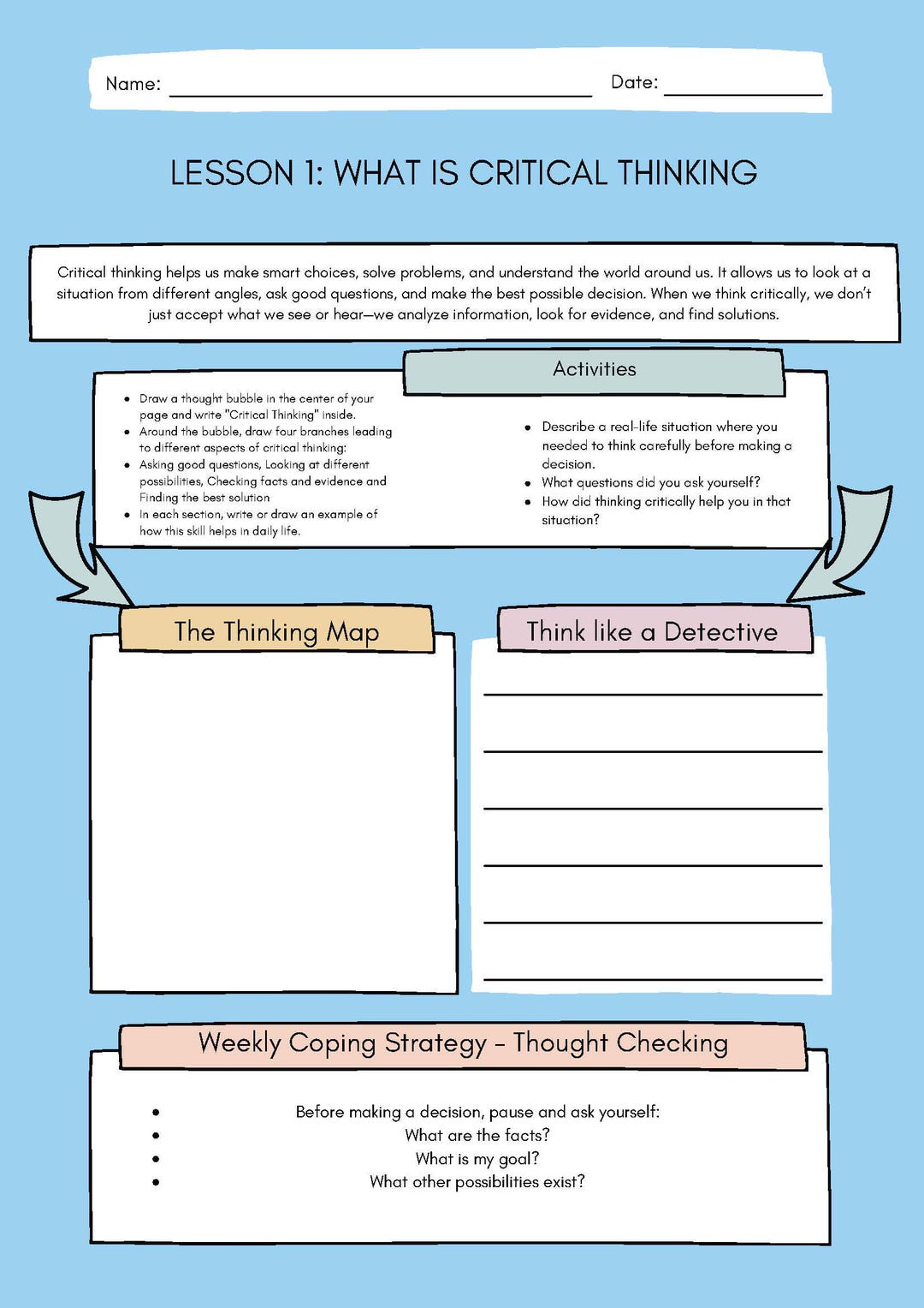 What is Critical Thinking (critical Thinking Worksheet 1/10) - Etsy