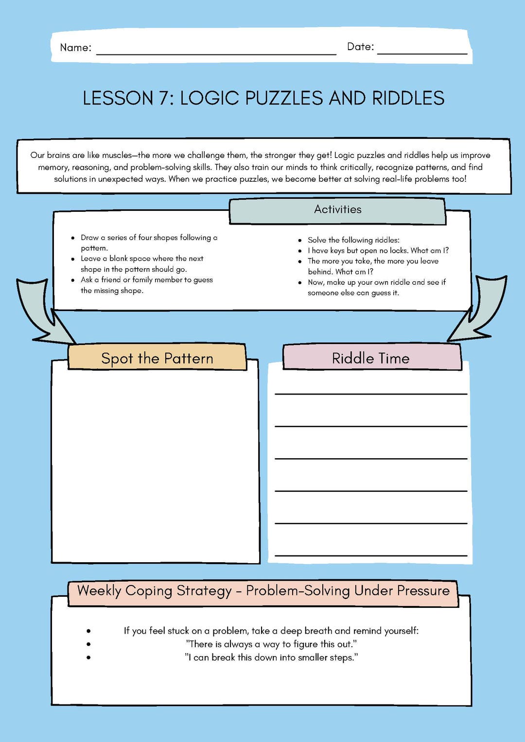 Logic Puzzles and Riddles (critical Thinking Worksheet 7/10) - Etsy