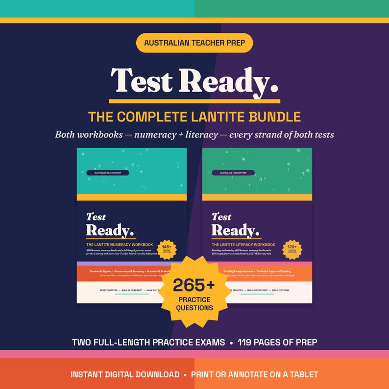 LANTITE Practice Bundle | Numeracy Literacy Teacher Exam Prep (2 Pdfs ...
