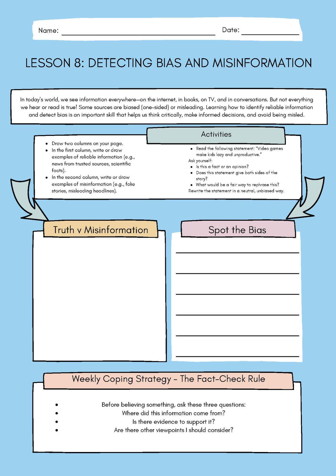 Detecting Bias and Misinformation (critical Thinking Worksheet 8/10) - Etsy