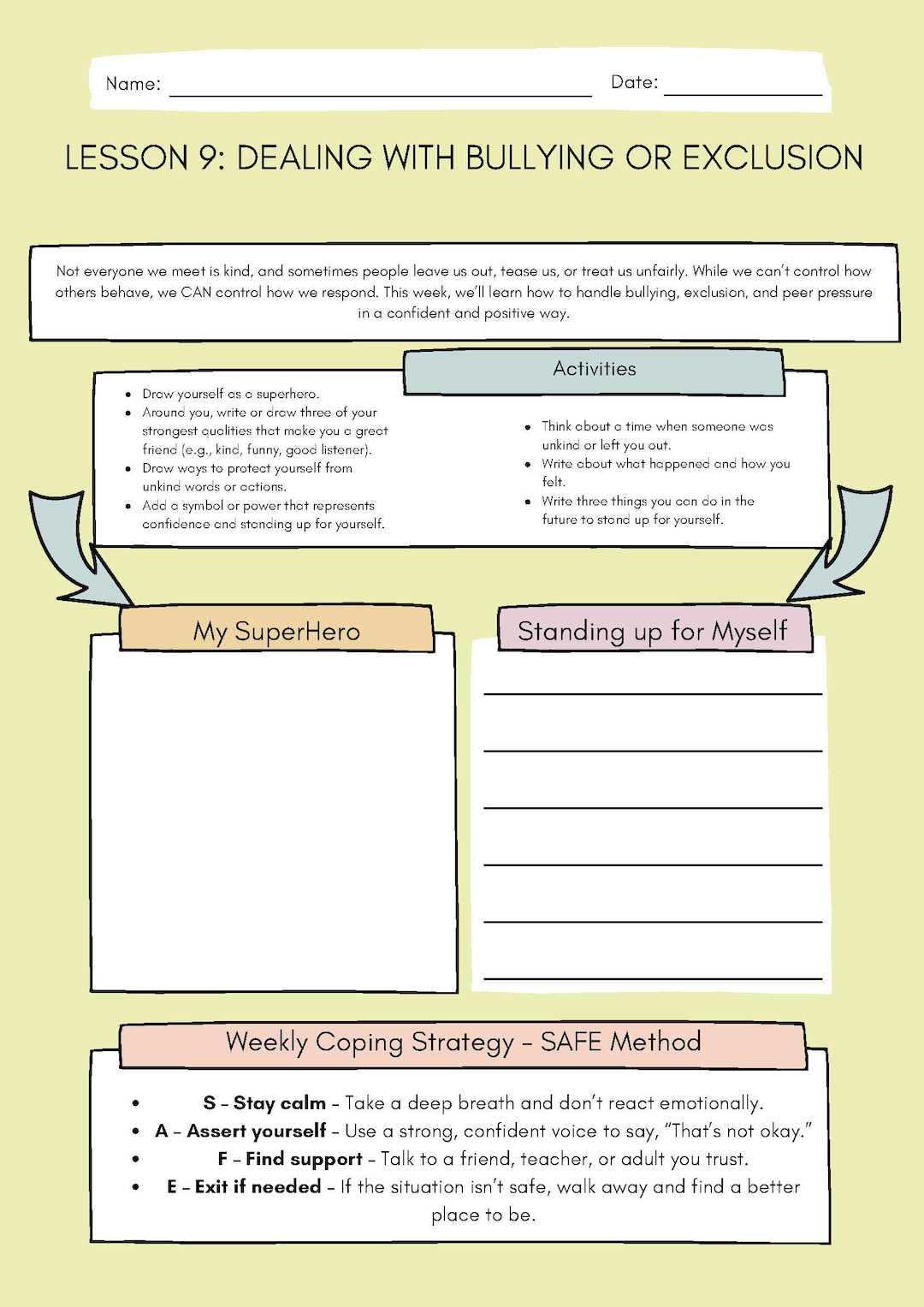 Dealing With Bullies (social Skills Worksheet 9/10) - Etsy
