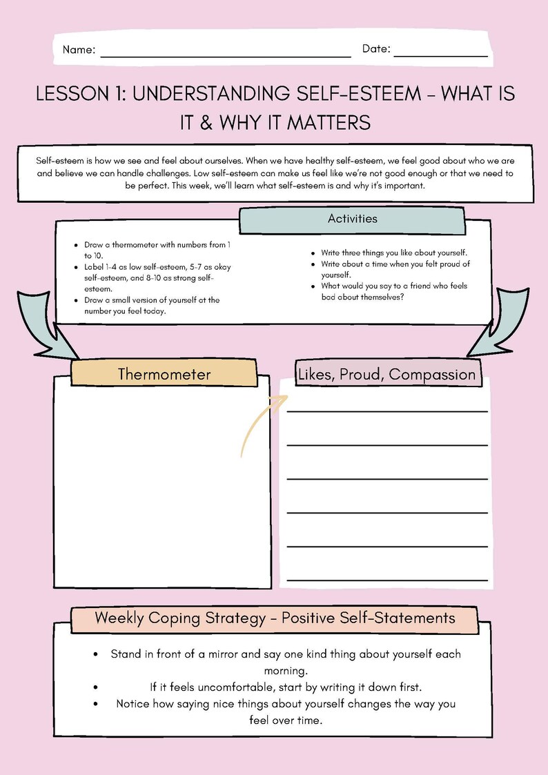 Ultimate Self Esteem Bundle - 10 Worksheets on Confidence and ...