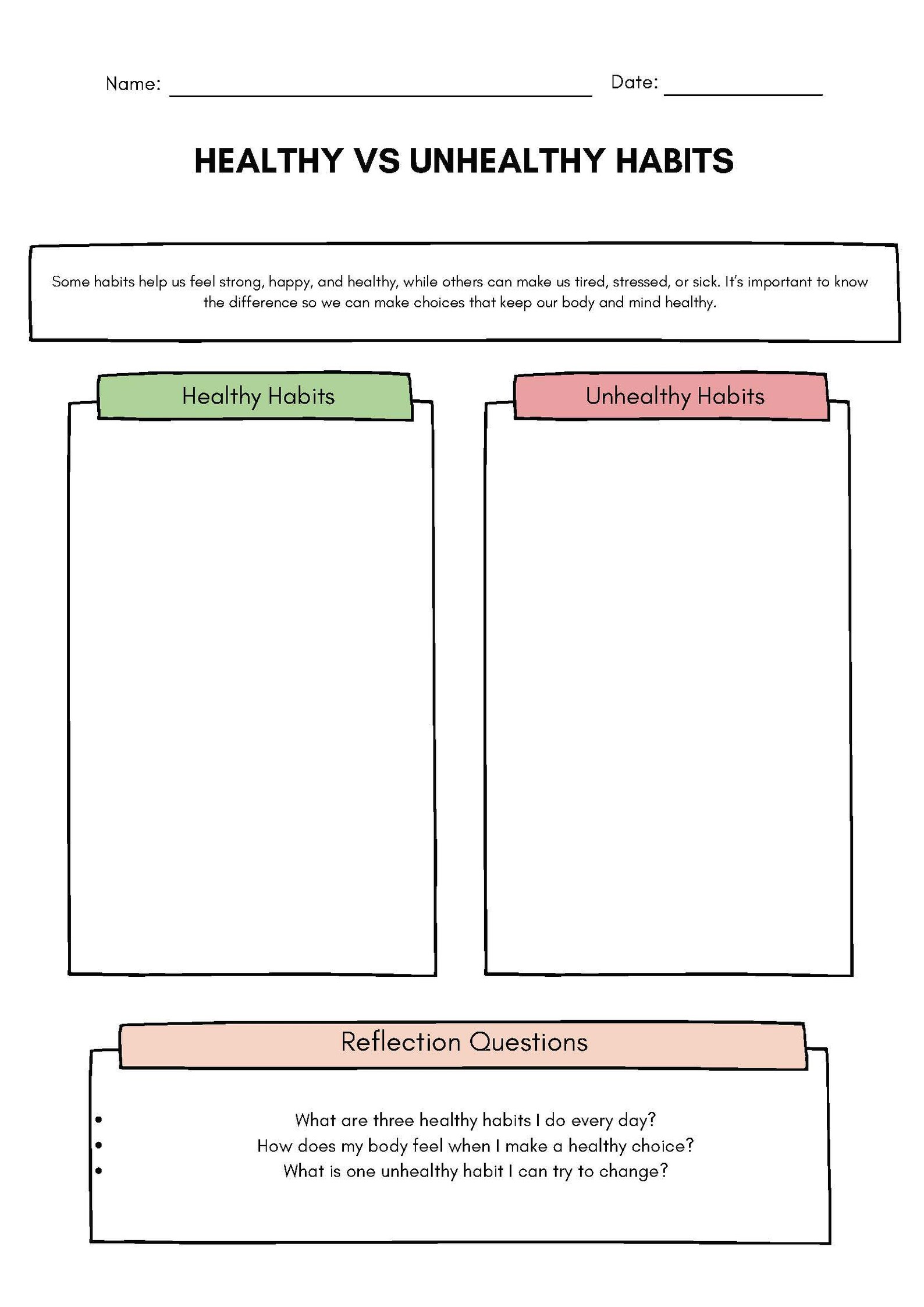 Healthy Vs. Unhealthy Habits Sorting Activity - Etsy