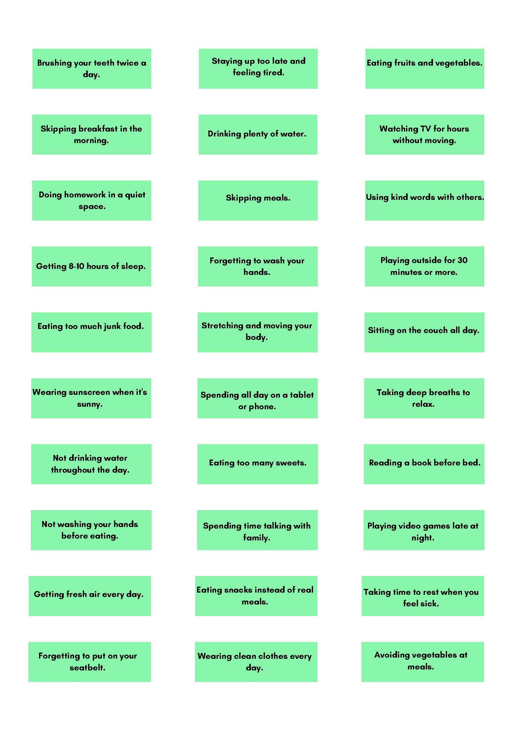 Healthy Vs. Unhealthy Habits Sorting Activity - Etsy