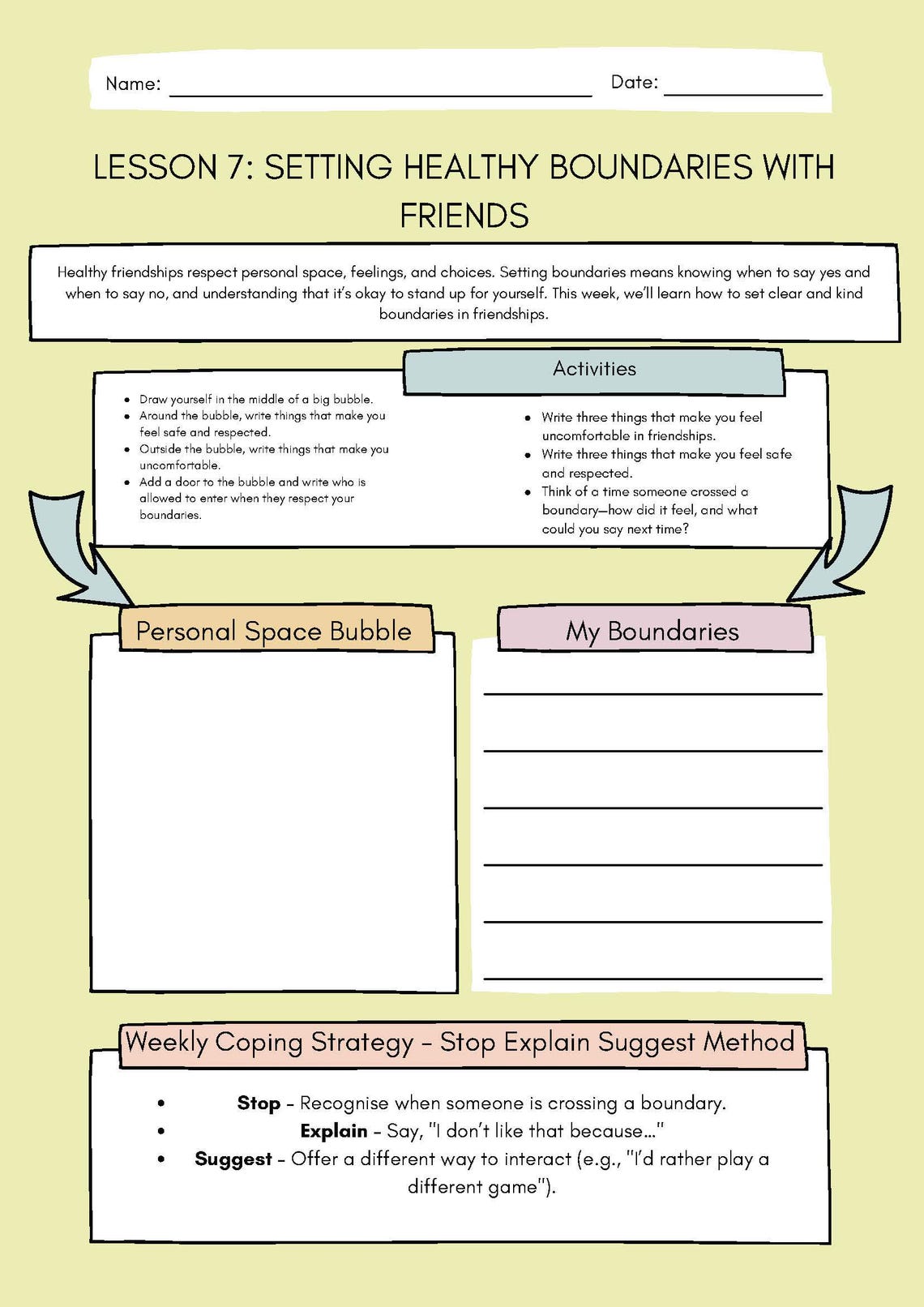 Setting Healthy Boundaries With Friends (social Skills Worksheet 7/10 ...
