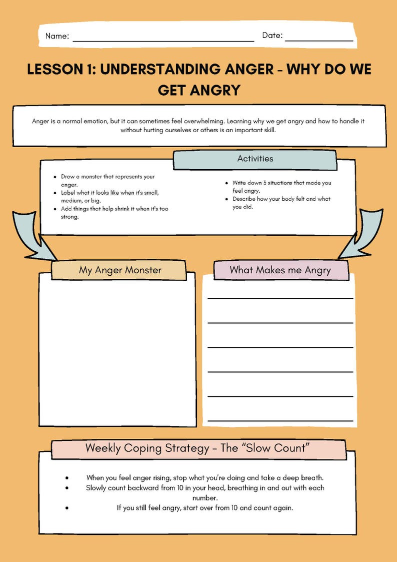 Anger Management and Self-control Workbook Bundle - Etsy