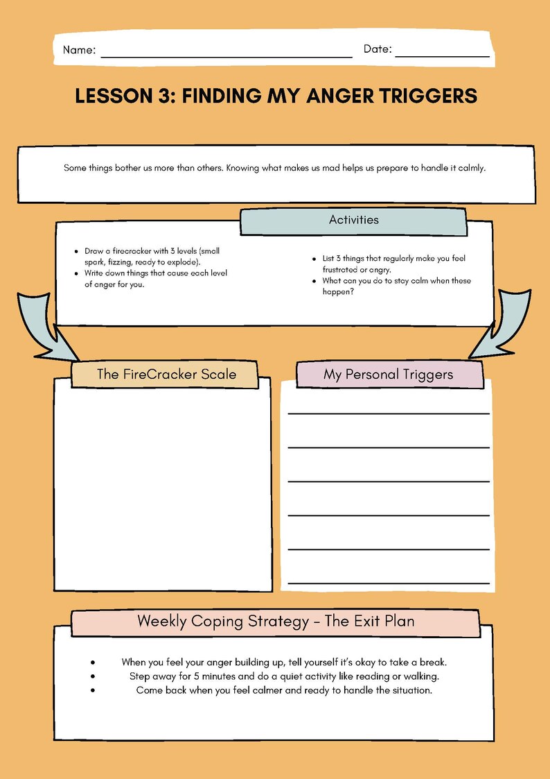 Finding My Anger Triggers (anger Worksheet 3/10) - Etsy